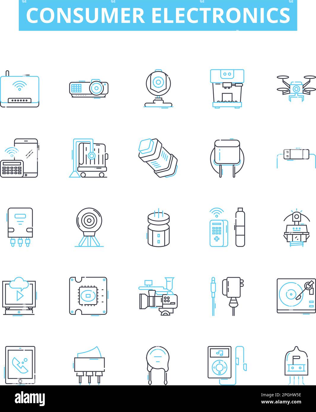 Consumer electronics vector line icons set. Electronics, Consumer, TVs ... Consumer electronics vector line icons set. Electronics, Consumer, TVs ...