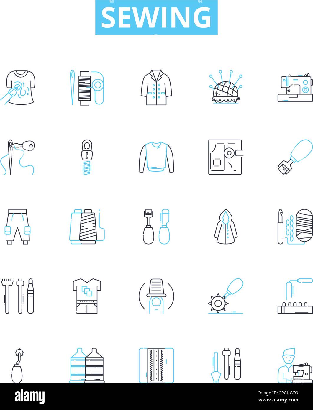 Sewing Vector Line Icons Set Needlework Seamstress Fabric Cutting