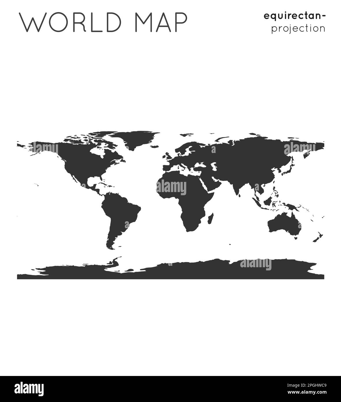 World Map Globe In Equirectangular Plate Carree Projection Plain Style Modern Vector