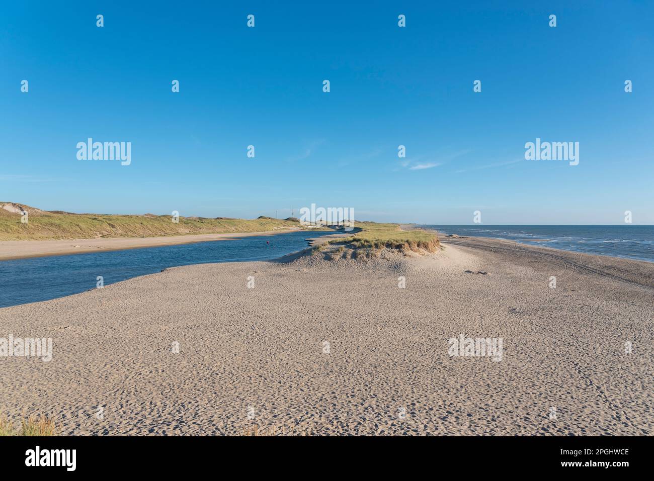 Landscape with the lagoon on the beach of Camperduin, Schoorl, North ...