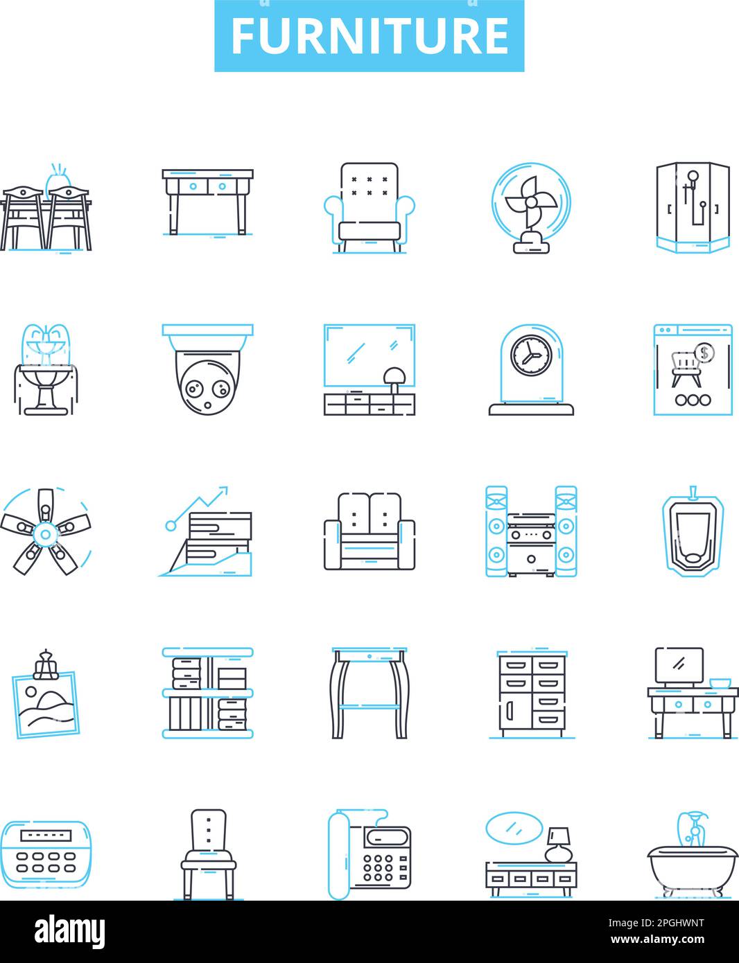 Furniture vector line icons set. Furniture, Chairs, Tables, Sofas ...