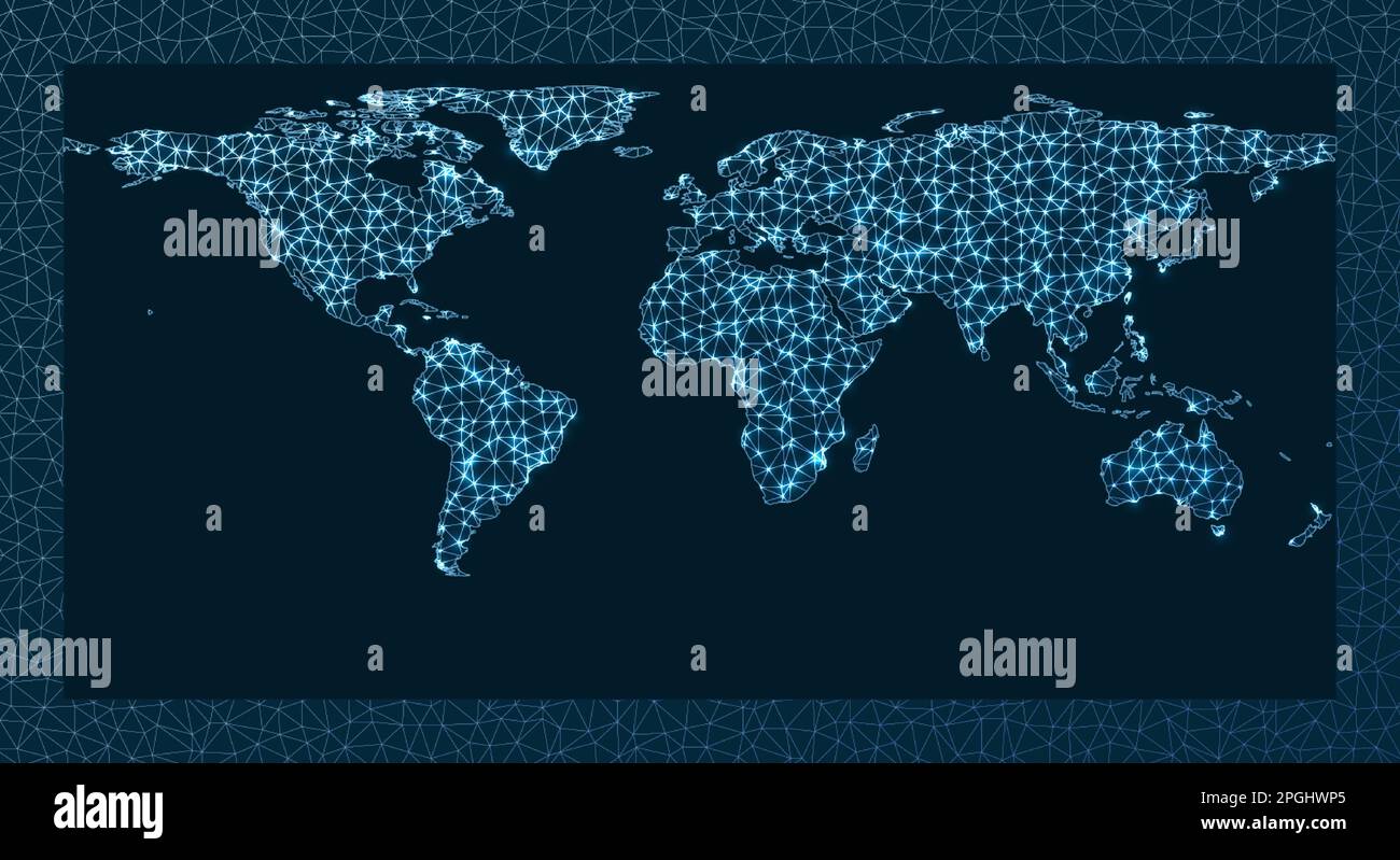 Global internet business concept. Equirectangular projection. World ...
