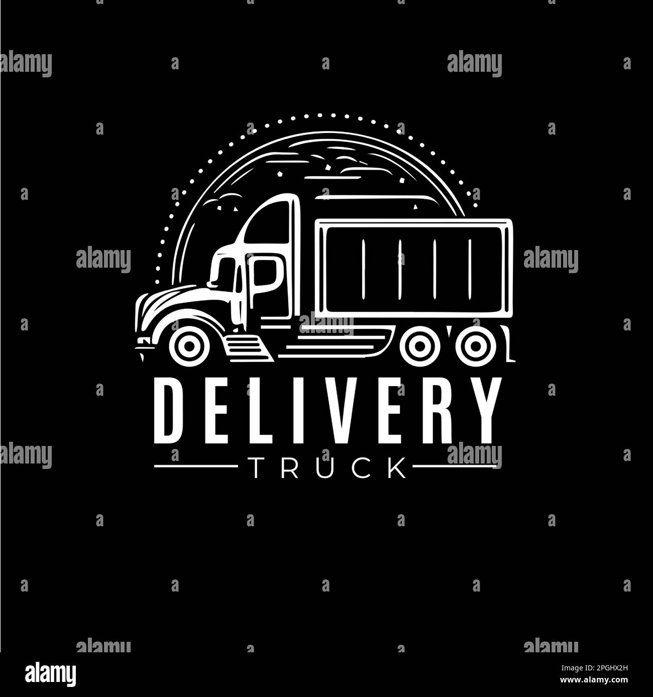 Truck icon linear emblem in silhouette style for delivery service and ...