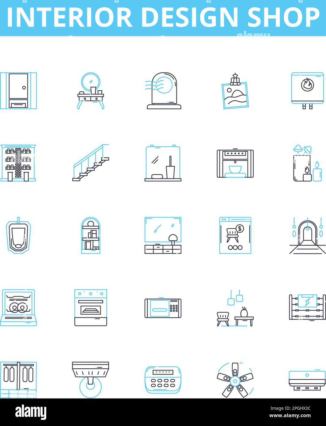 Interior design shop vector line icons set. Interiors, Design, Shop ...