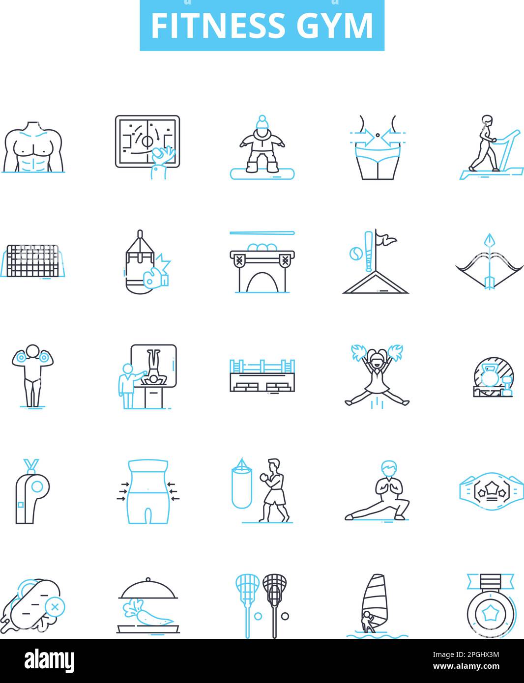 Fitness gym vector line icons set. Fitness, Gym, Exercise, Workout, Training, Strength ...