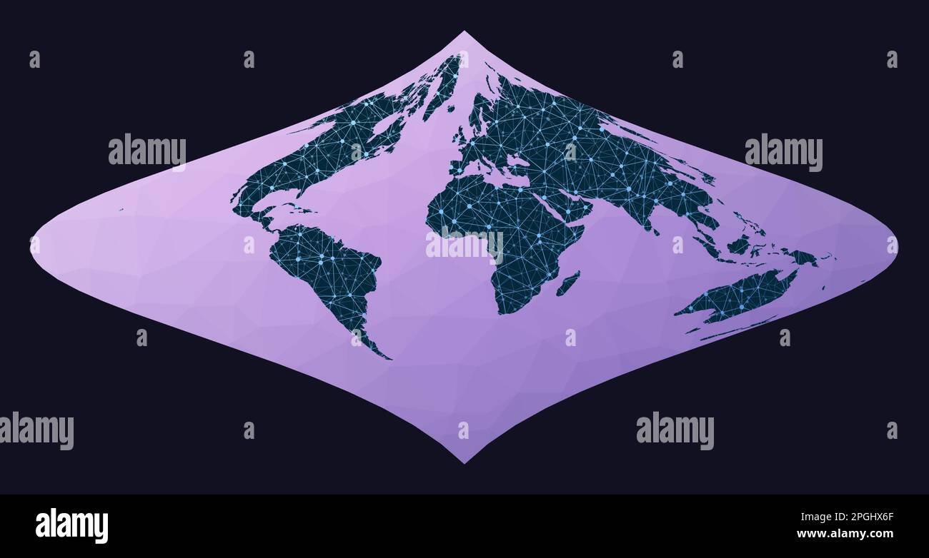 Internet and global connections map. Foucault's stereographic ...