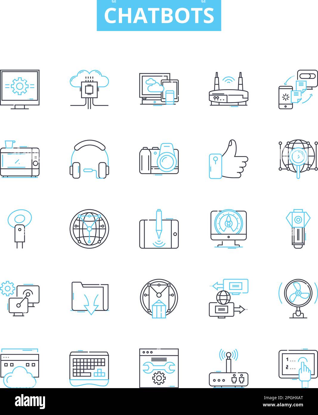 Chatbots vector line icons set. Chatbots, AI, Automation, Dialogue ... Chatbots vector line icons set. Chatbots, AI, Automation, Dialogue ...