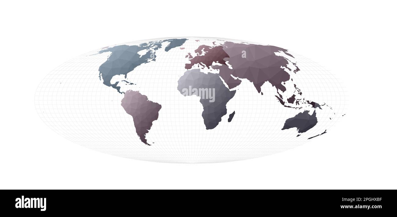 World map continents. Bromley projection. Delicate vector illustration ...