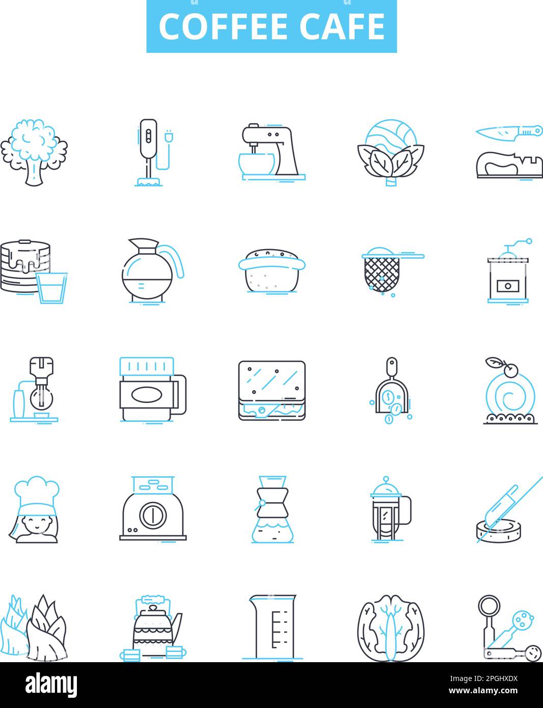 Coffee cafe vector line icons set. Coffee, Cafe, Espresso, Latte, Cappuccino, Mocha, Frappuccino ...