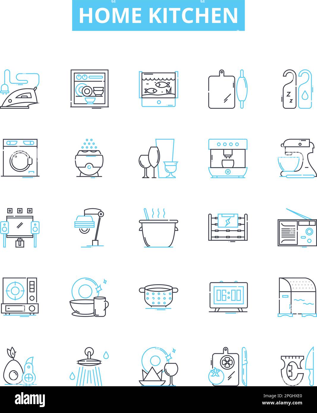 Home kitchen vector line icons set. Kitchen, Home, Cooking, Appliances ...
