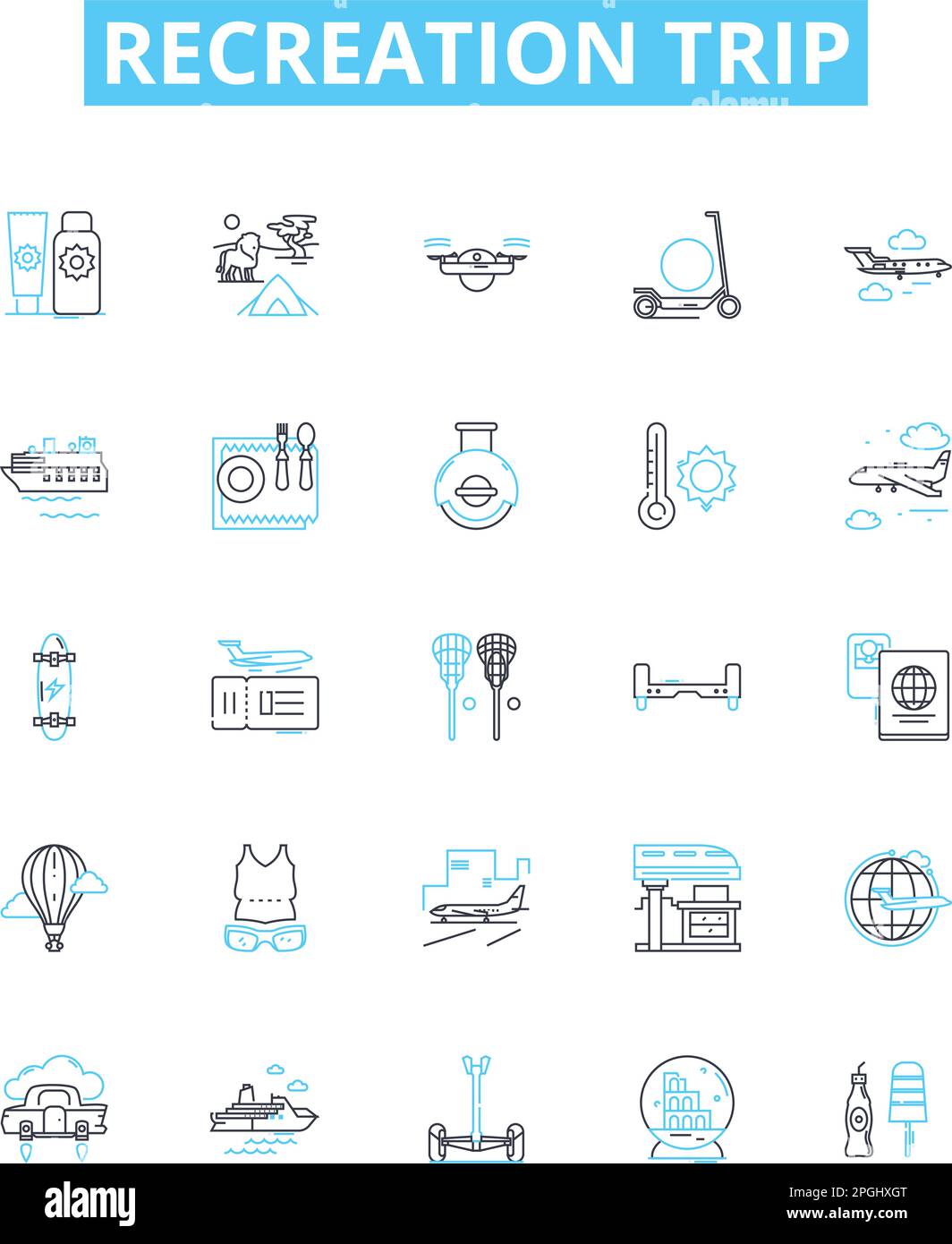 Recreation trip vector line icons set. Recreation, Trip, Holiday, Tour ...