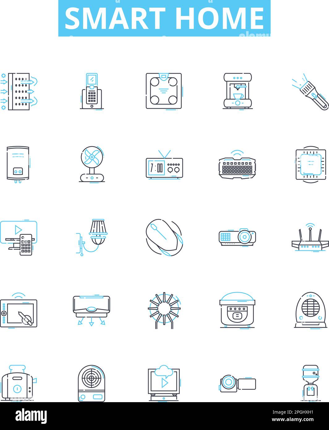 Smart home vector line icons set. Smart, Home, Automation, Smartphones, Connectivity, Lighting ...