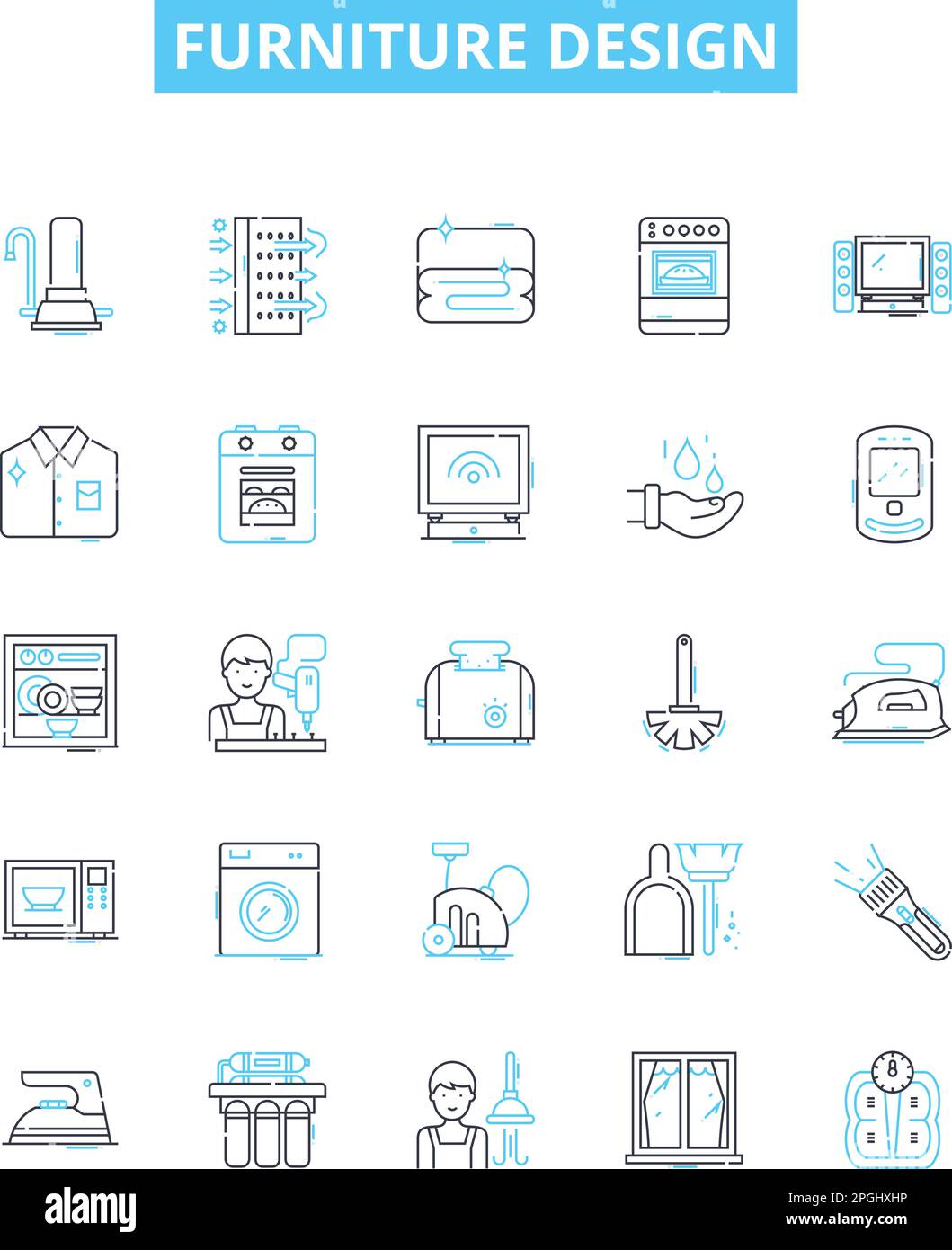 Furniture design vector line icons set. Furniture, Design, Upholstery ...