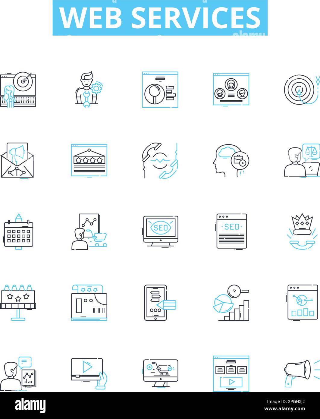 Web services vector line icons set. Web, services, API, REST, SOAP ... Web services vector line icons set. Web, services, API, REST, SOAP ...