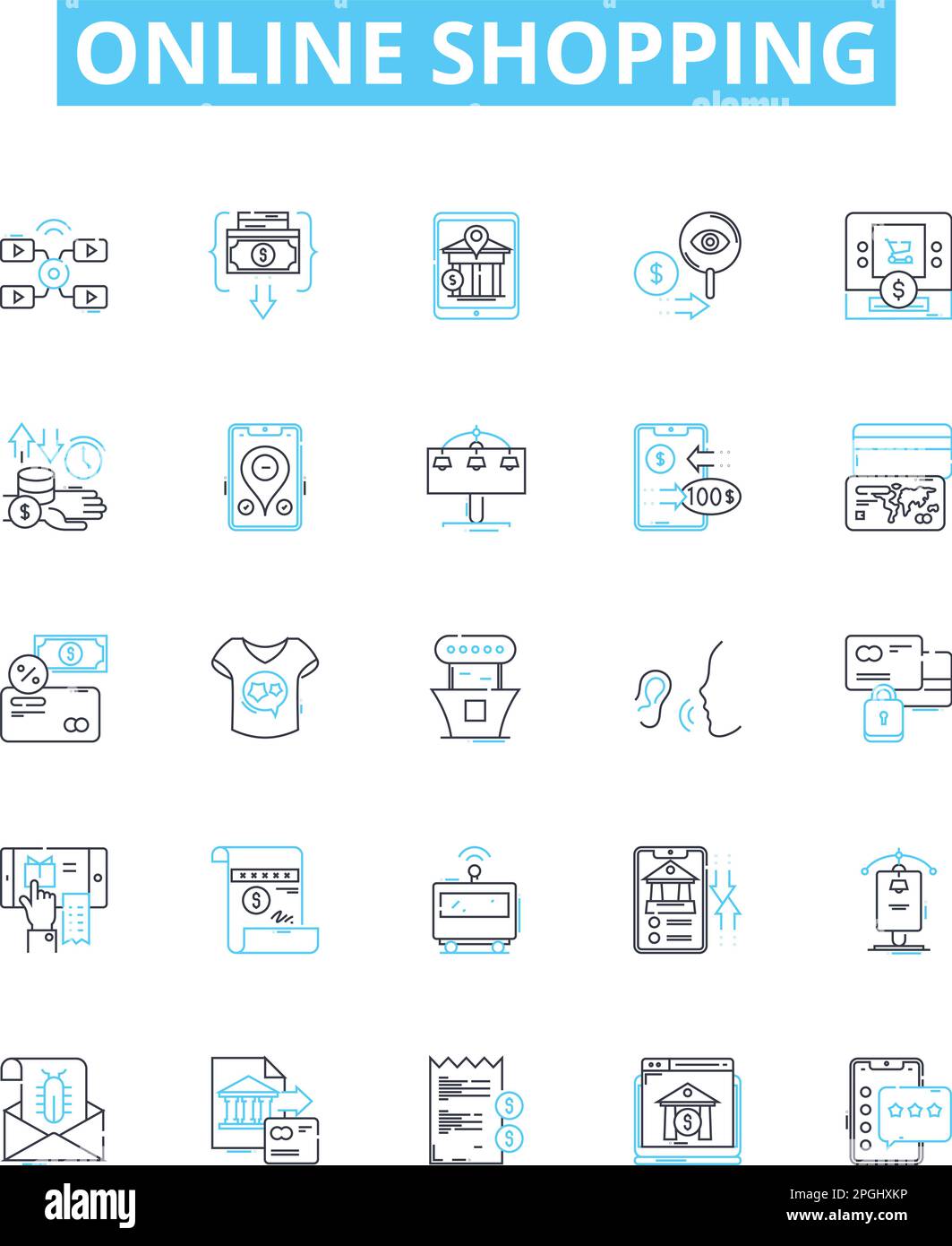 Online shopping vector line icons set. Shopping, Online, E-commerce ...