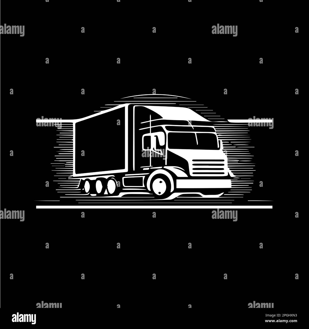 Truck icon linear emblem in silhouette style for delivery service and ...