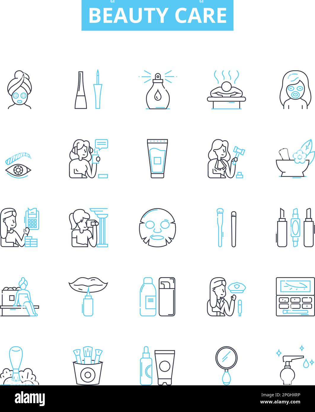 Beauty care vector line icons set. Skincare, cosmetics, hygiene, make ...
