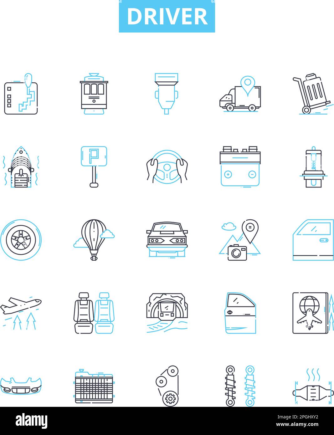 Driver vector line icons set. Driver, Chauffeur, Courier, Pilot ...