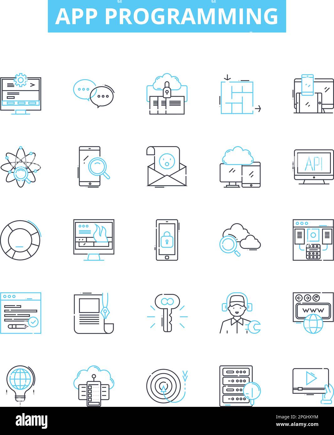 App Programming Vector Line Icons Set App Programming Coding Development Ios Android