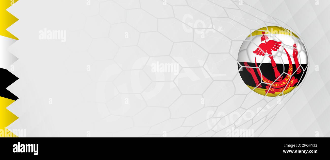 Banner design of a football ball with flag of Brunei in football net ...