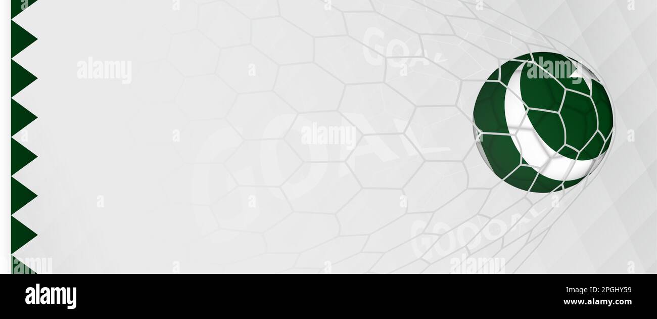 Banner design of a football ball with flag of Pakistan in football net ...