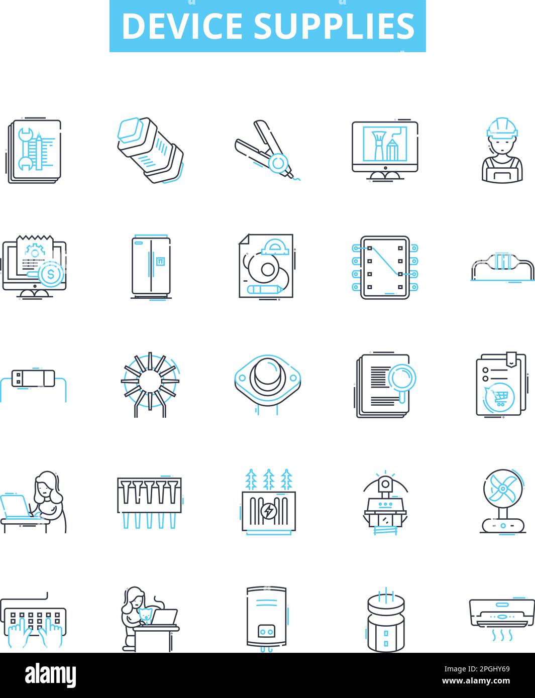 Device supplies vector line icons set. Device, Supplies, Accessories ...