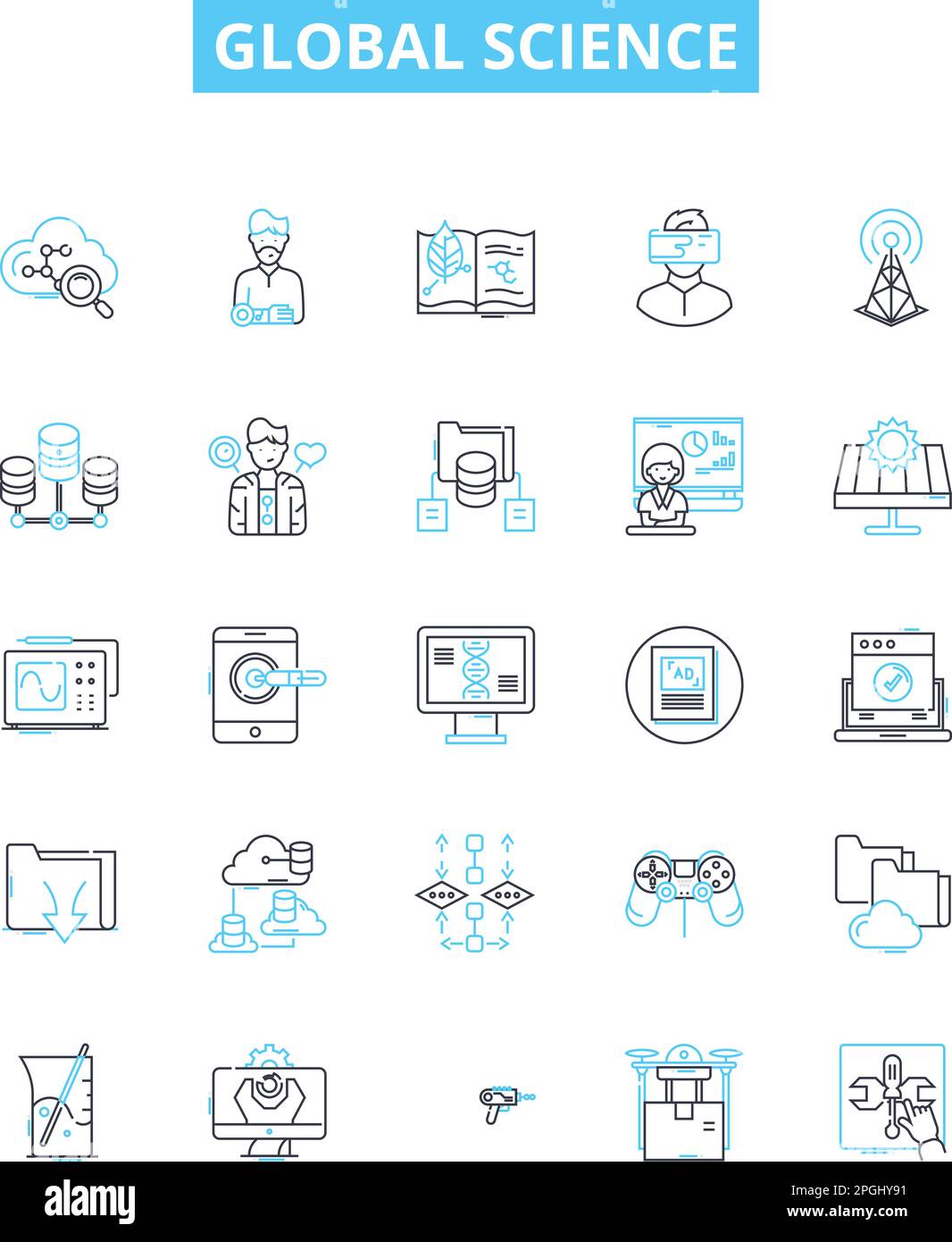 Global science vector line icons set. Global, Science, World ...