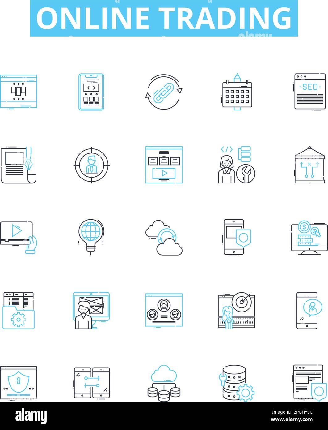 Online Trading Vector Line Icons Set Ecommerce Trading Investing