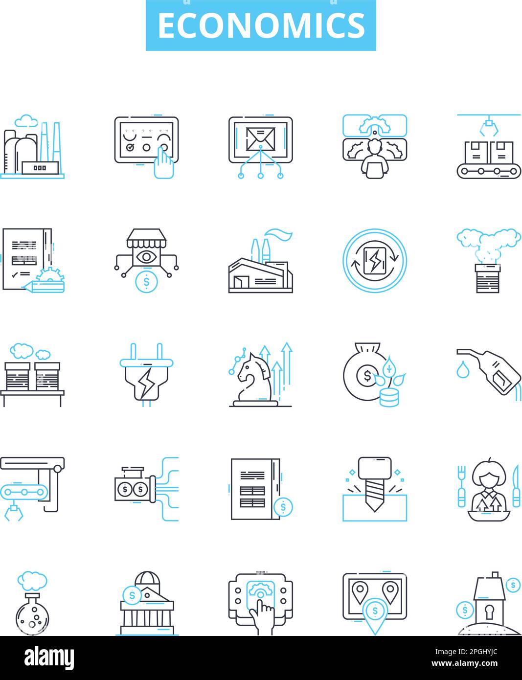 Economics Vector Line Icons Set Economics Gdp Markets Trade Finance Investment Growth