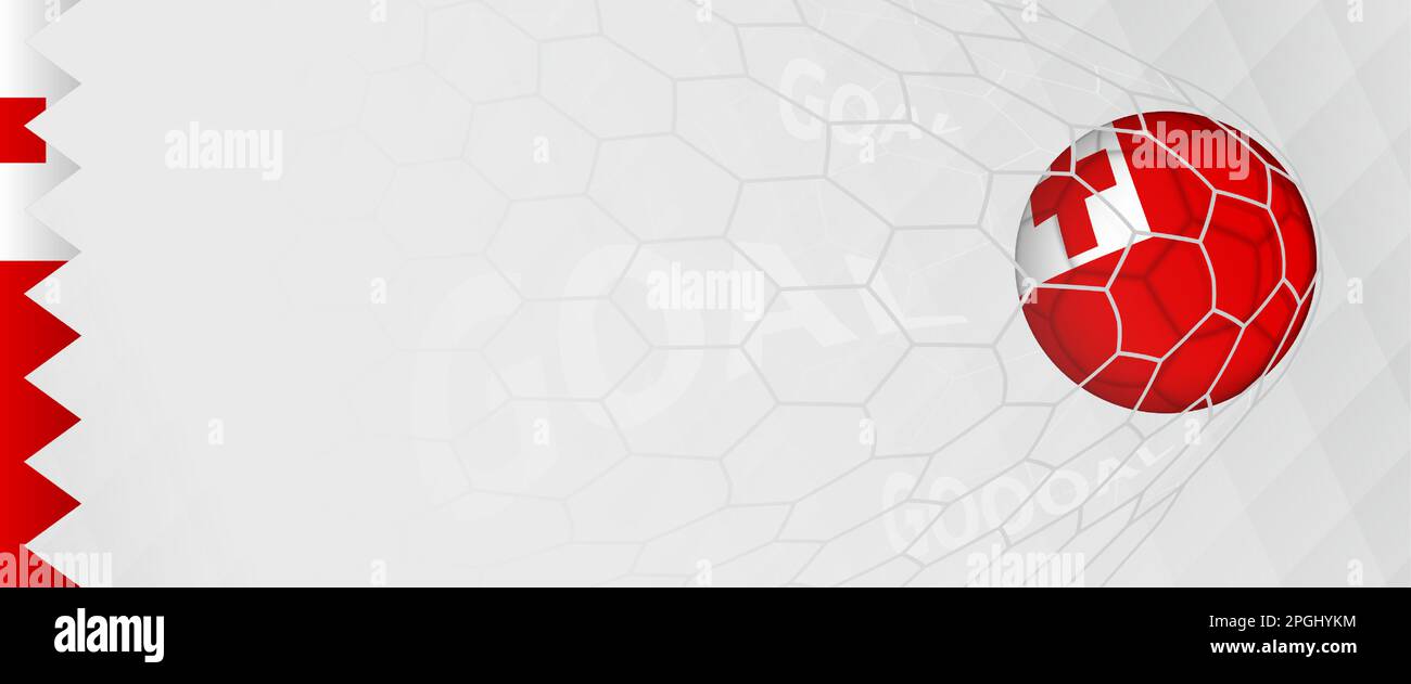 Banner design of a football ball with flag of Tonga in football net ...