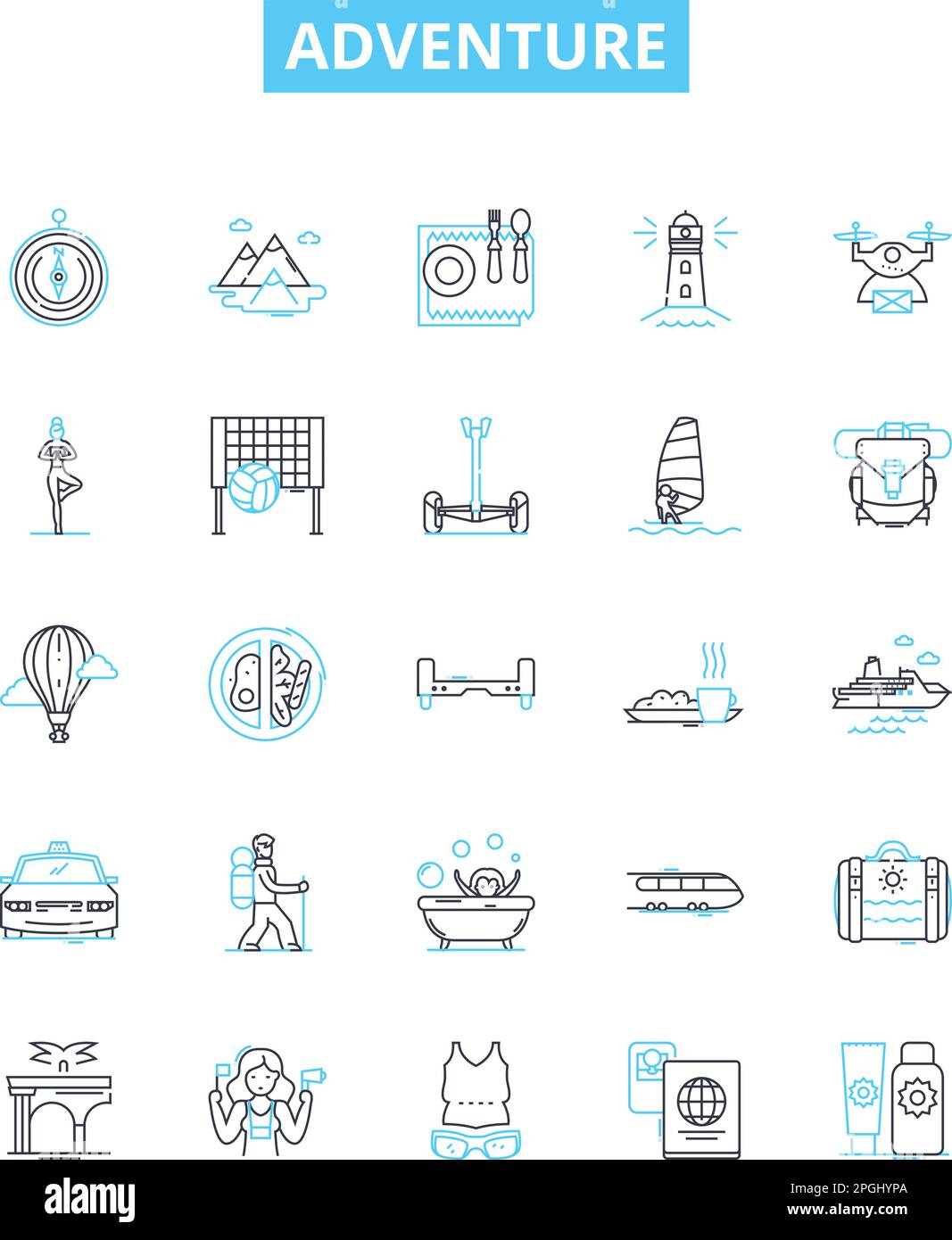 Adventure vector line icons set. Voyage, Exploration, Excursion, Quest ...