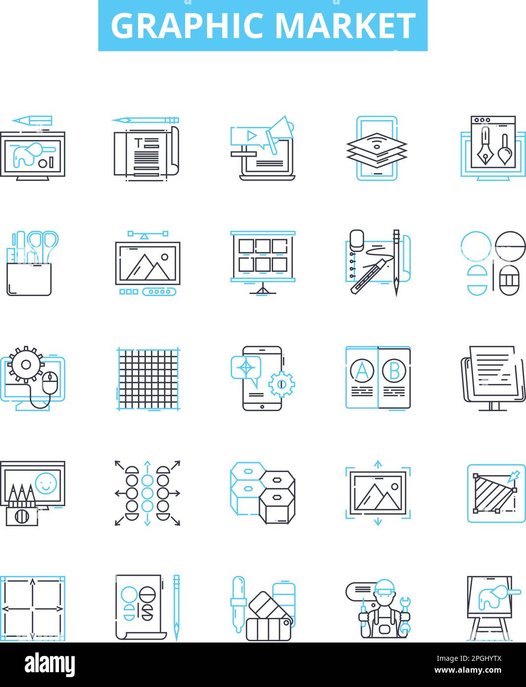 Graphic market vector line icons set. Graphic, Design, Market, Printing ...
