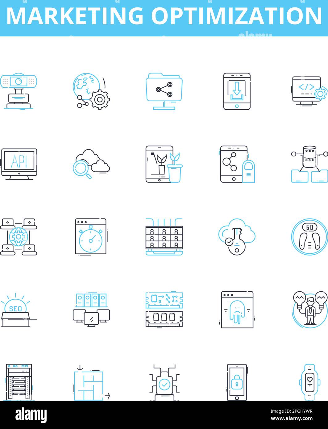 Marketing optimization vector line icons set. Optimization, Marketing ...