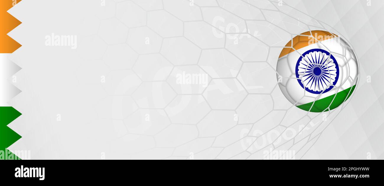 Banner design of a football ball with flag of India in football net ...