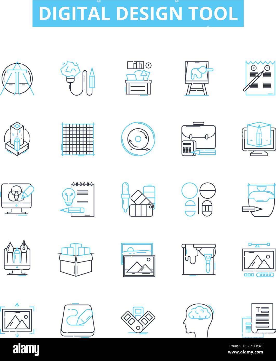 Digital design tool vector line icons set. Digital, Design, Tool, Graphic, Illustrator ...