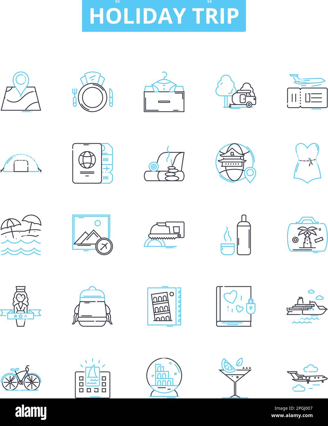 Holiday trip vector line icons set. Vacation, Travel, Journey, Getaway ...
