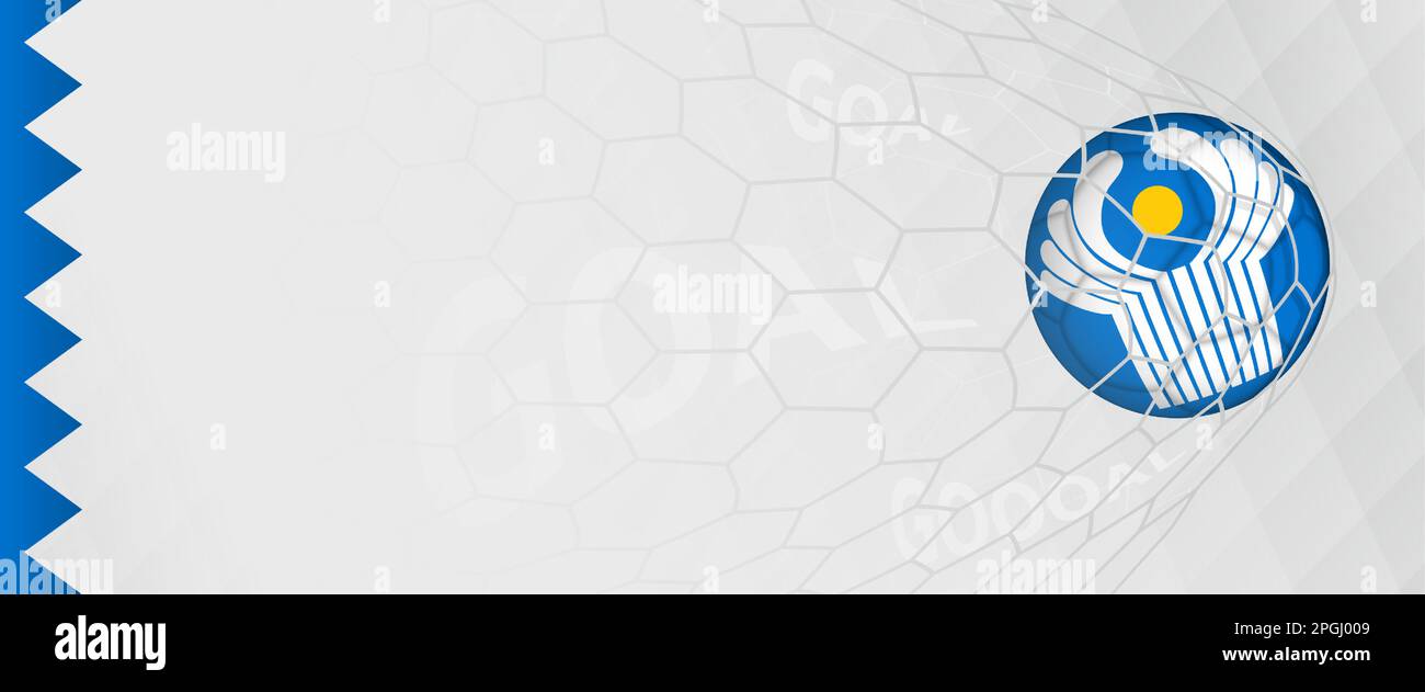 Banner design of a football ball with flag of CIS in football net, the ...