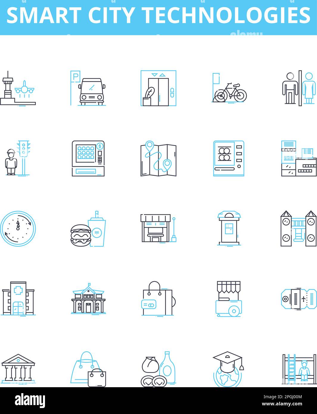 Smart city technologies vector line icons set. Smart, City ... Smart city technologies vector line icons set. Smart, City ...