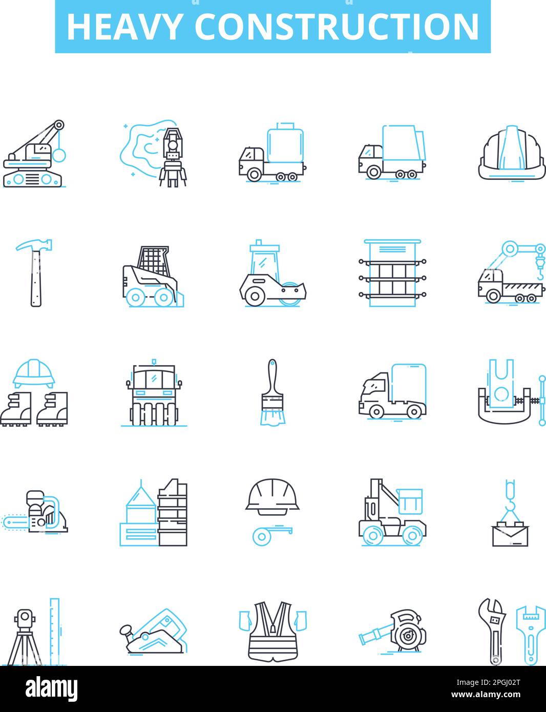 Heavy construction vector line icons set. Heavy, Construction ...