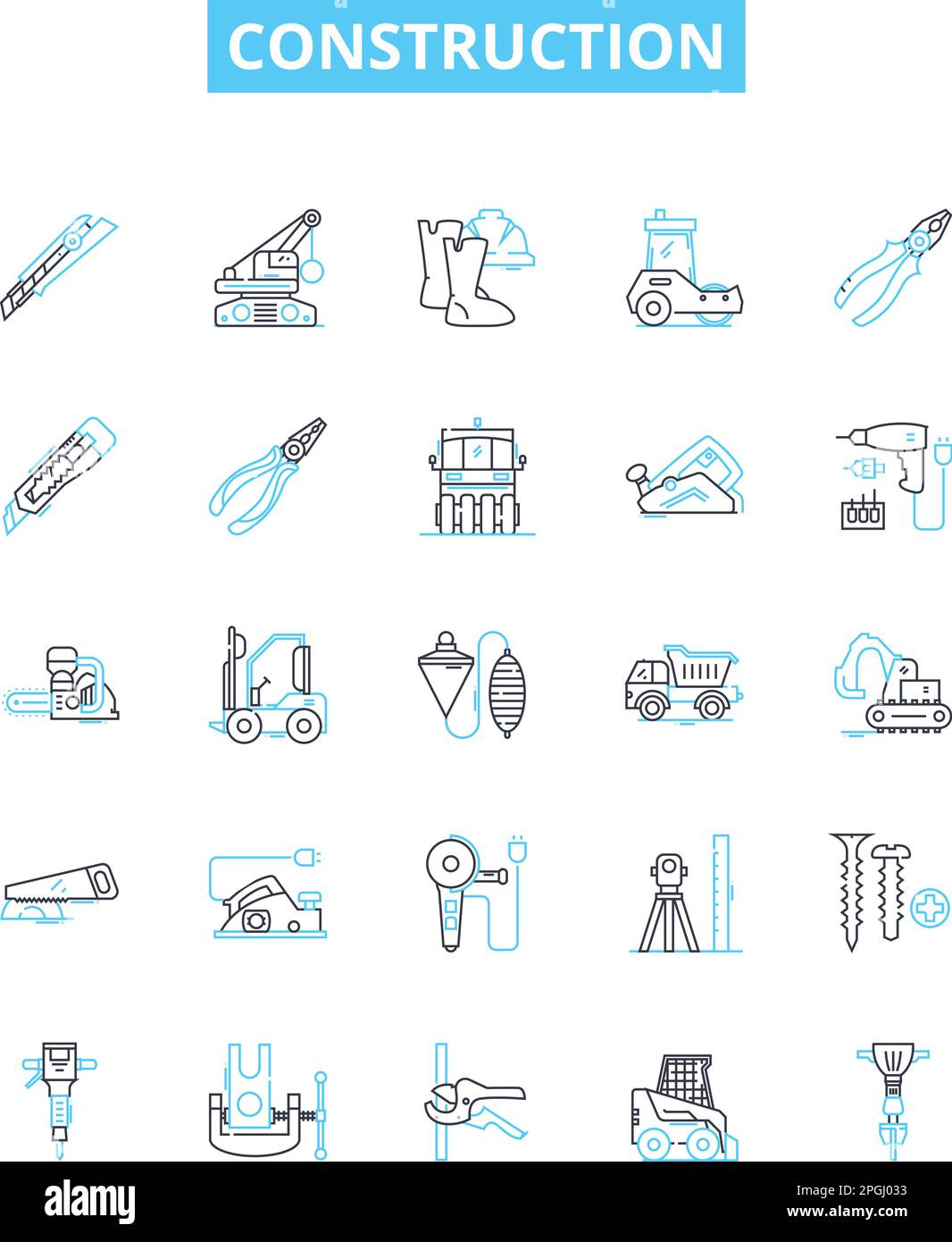 Construction vector line icons set. Build, Structure, Construct ...