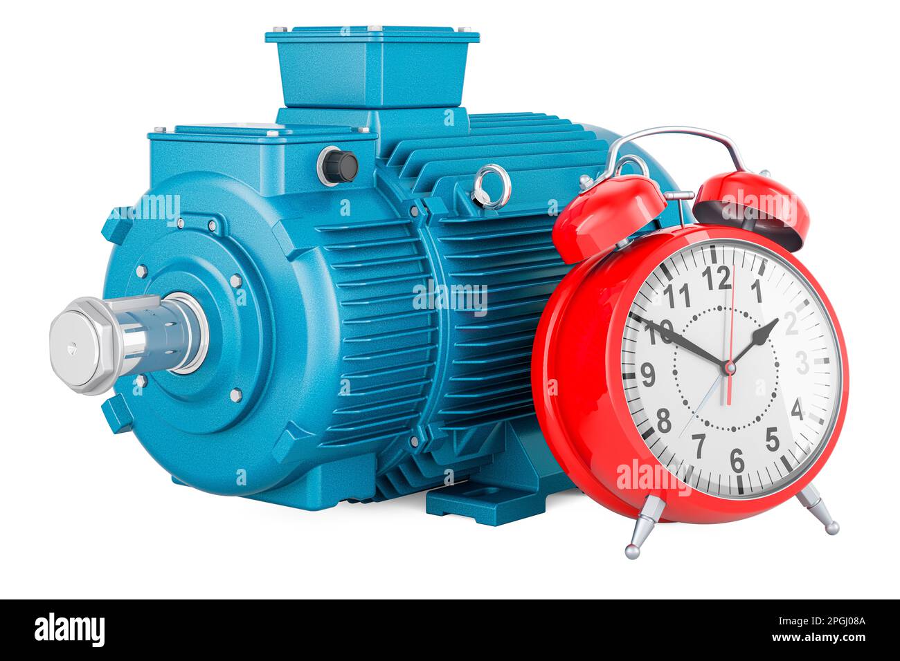 Alarm clock with electric motor, 3D rendering isolated on white ...