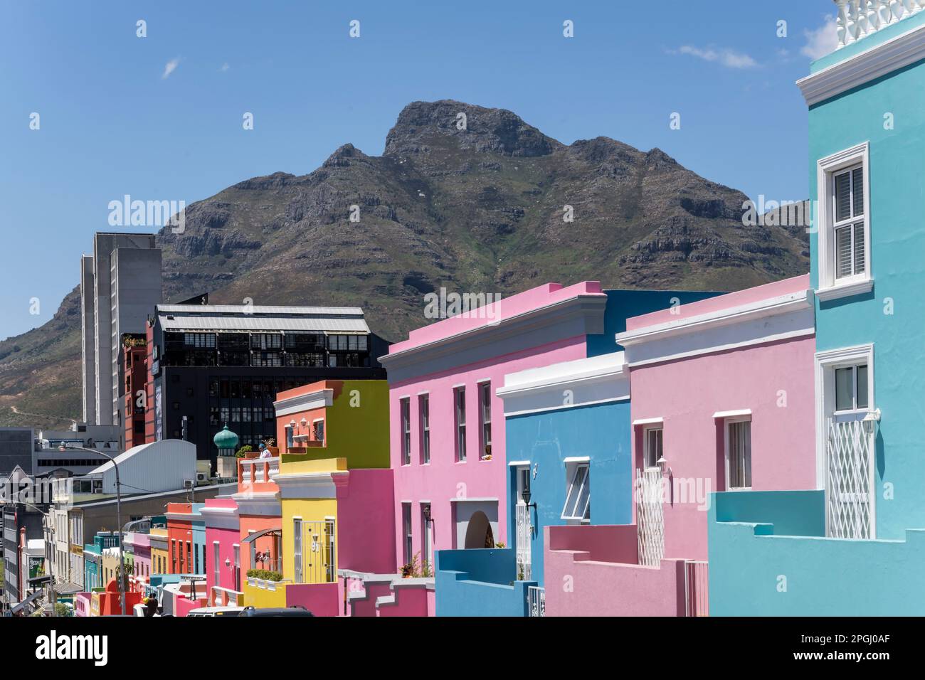 cityscape with picturesque colorful houses at Bo-Kaap neighborhood with ...
