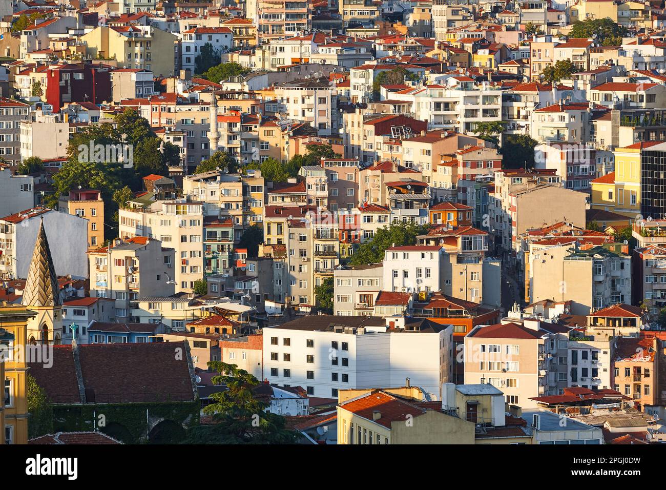 Istanbul city center buildings on the hill at sunset. Turkey Stock ...