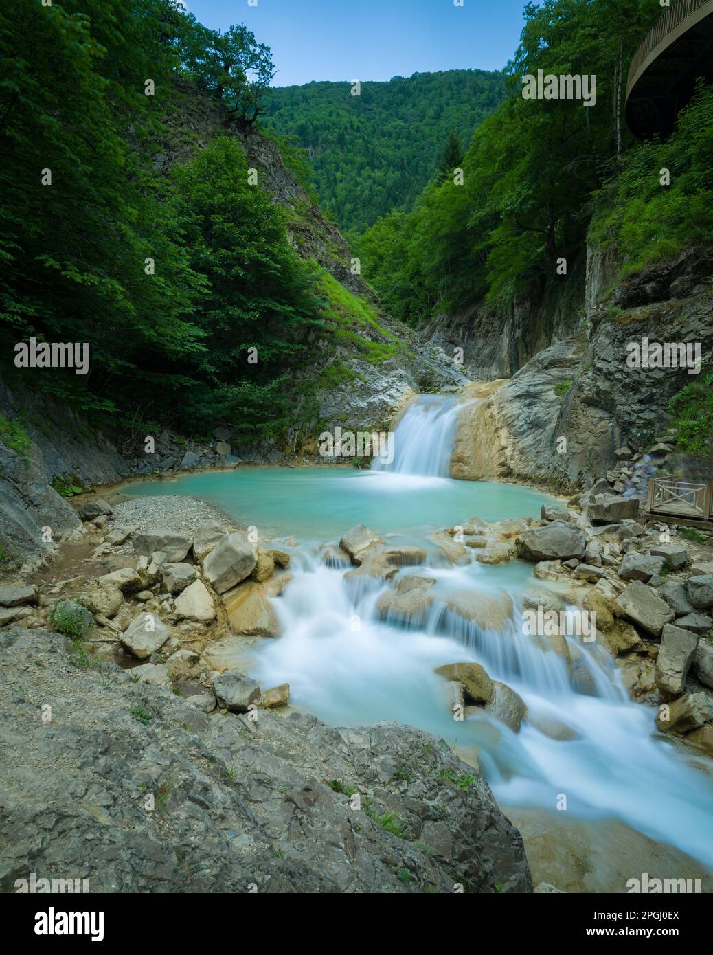 Turquoise colored river. Blue Lake in Kuzalan Nature Park. Turkey's ...