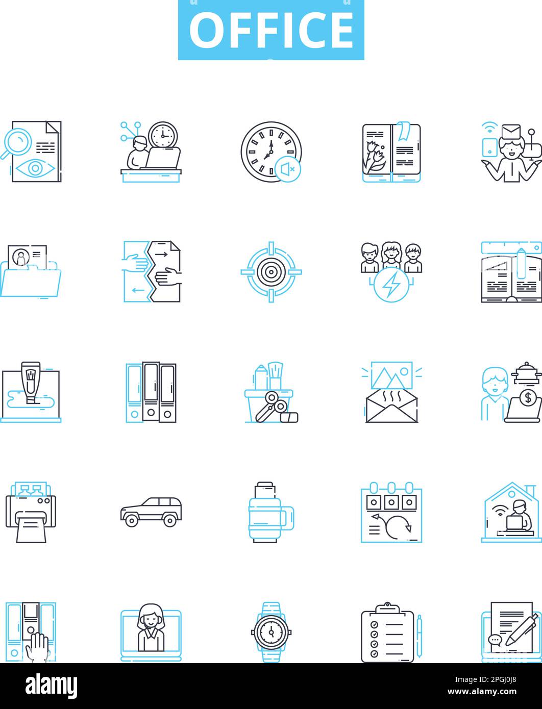 Office vector line icons set. Office, Desk, Chair, Cubicle, Workstation ...