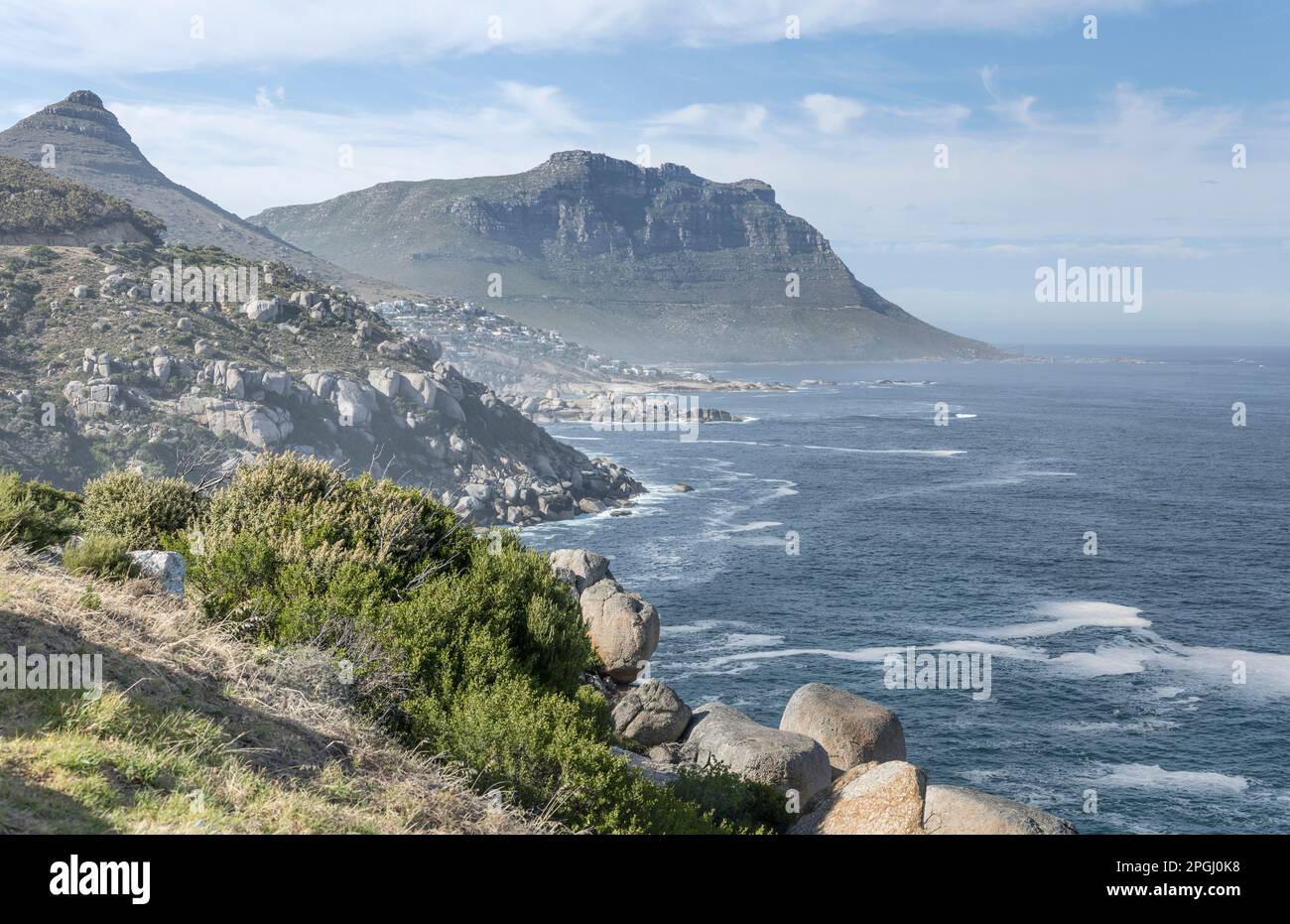 landscape with western coast of Cape peninsula on Ocean shore, shot in ...