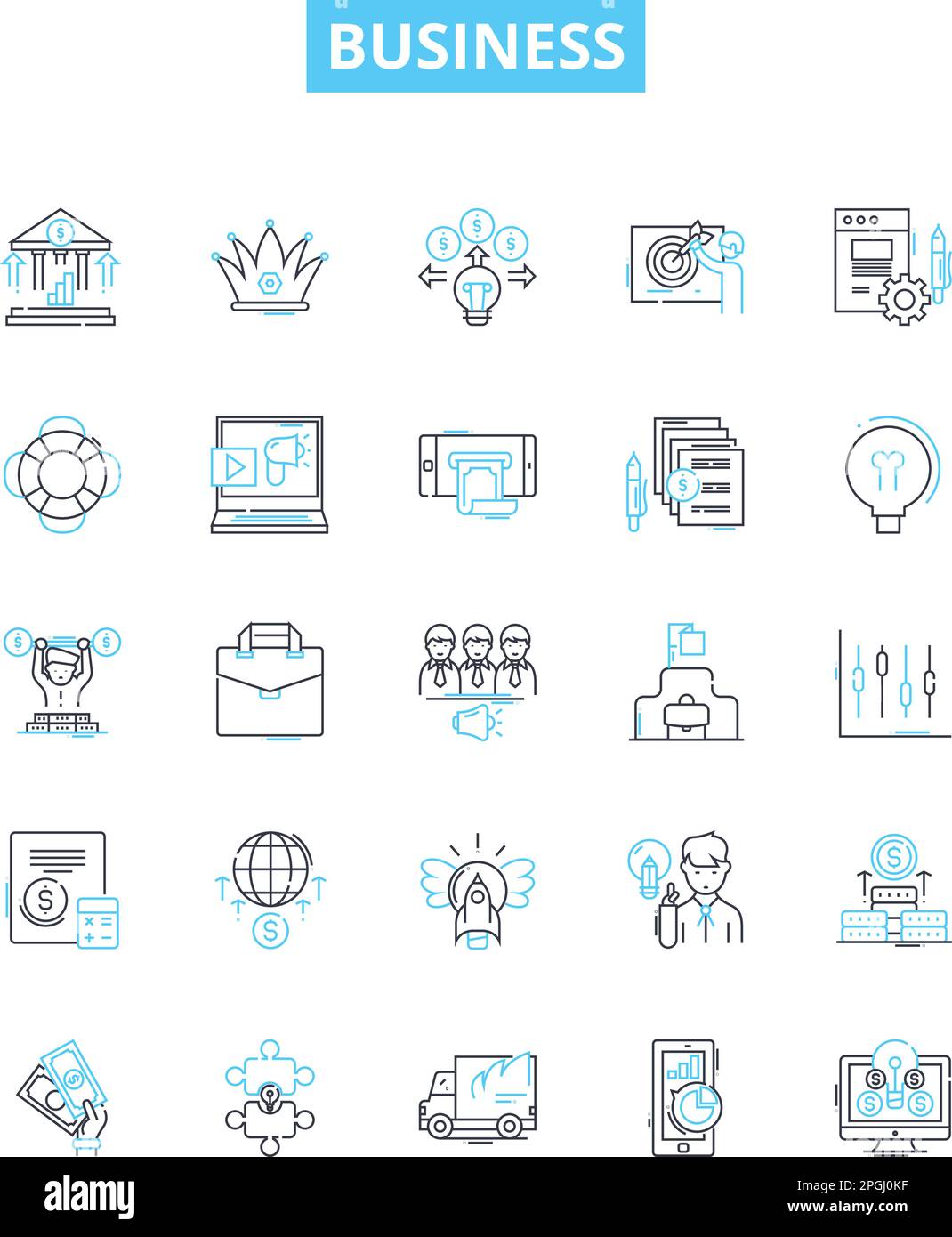 Business vector line icons set. Company, Venture, Market, Entrepreneur ...