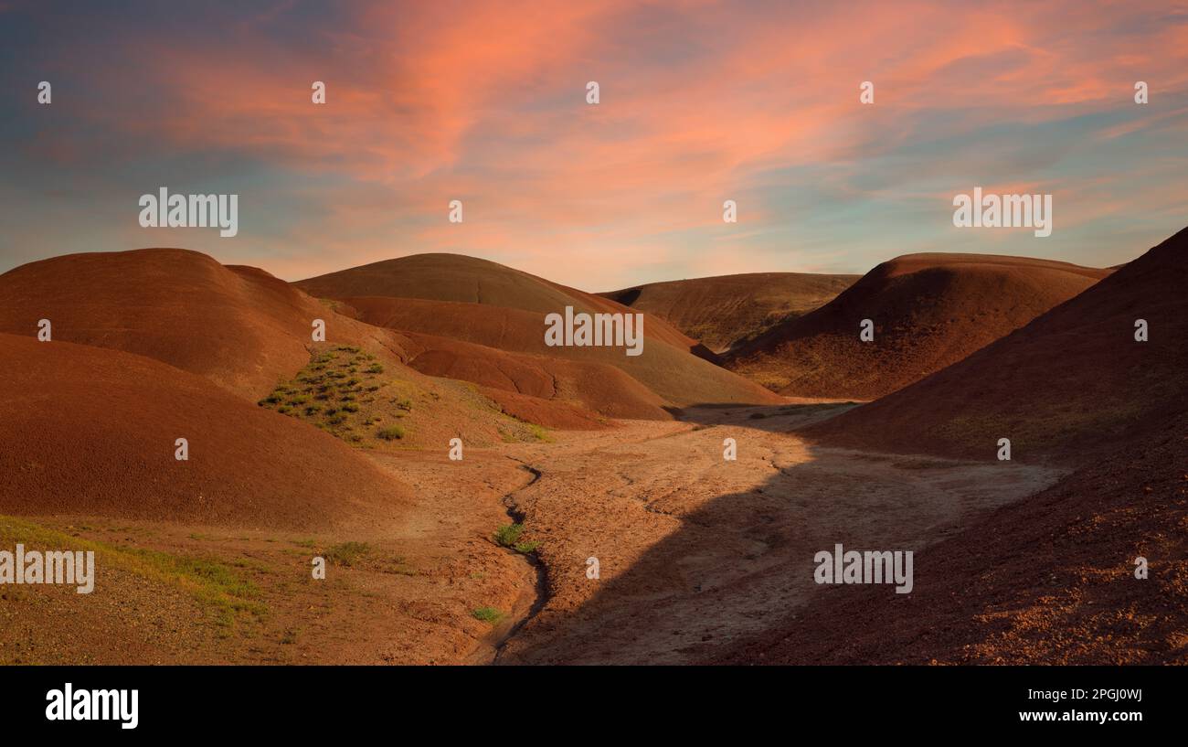 Rainbow Hills at sınset time. Wonderful rocks in the westernmost part ...
