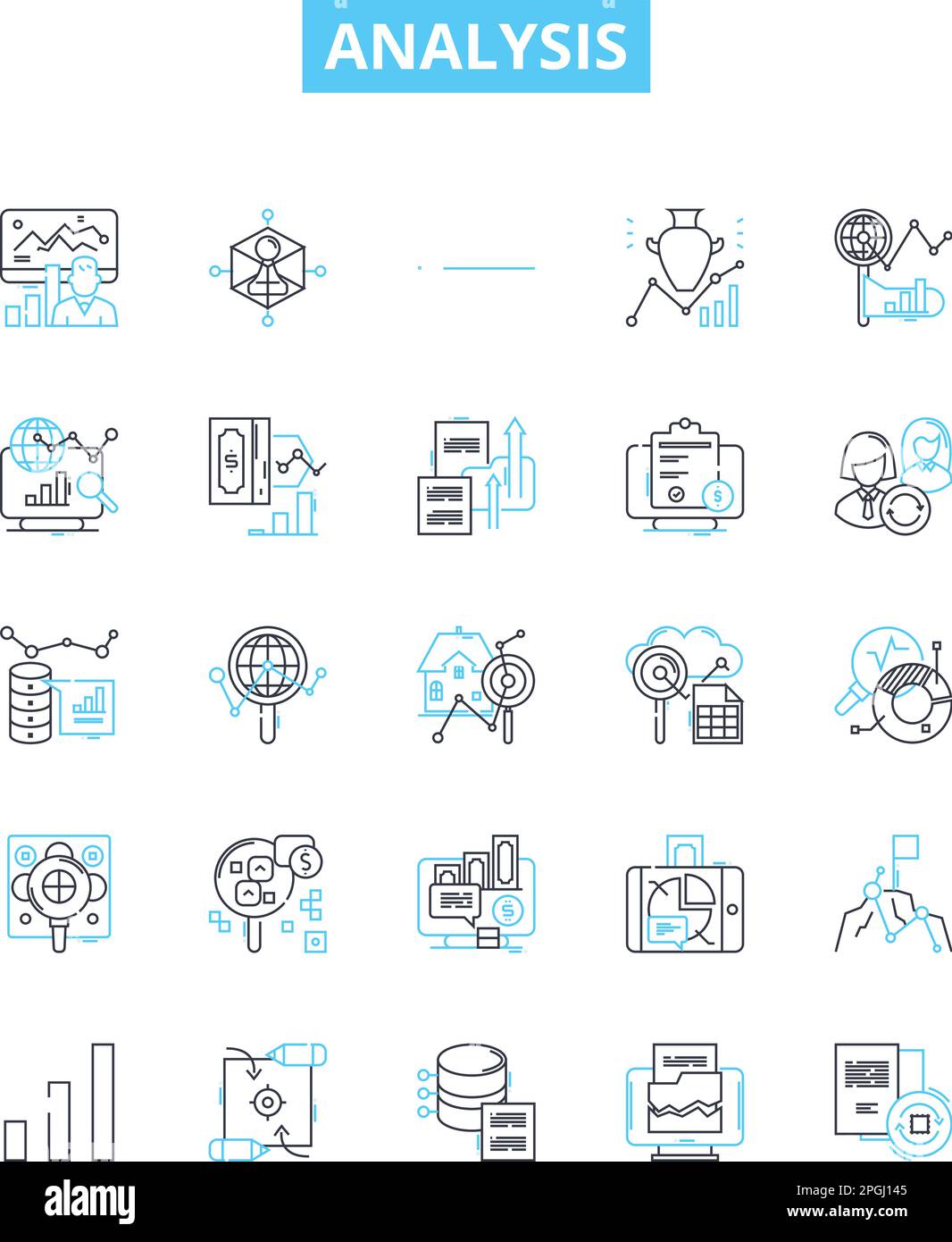 Analysis vector line icons set. Analyze, Analyzing, Examining, Studying ...