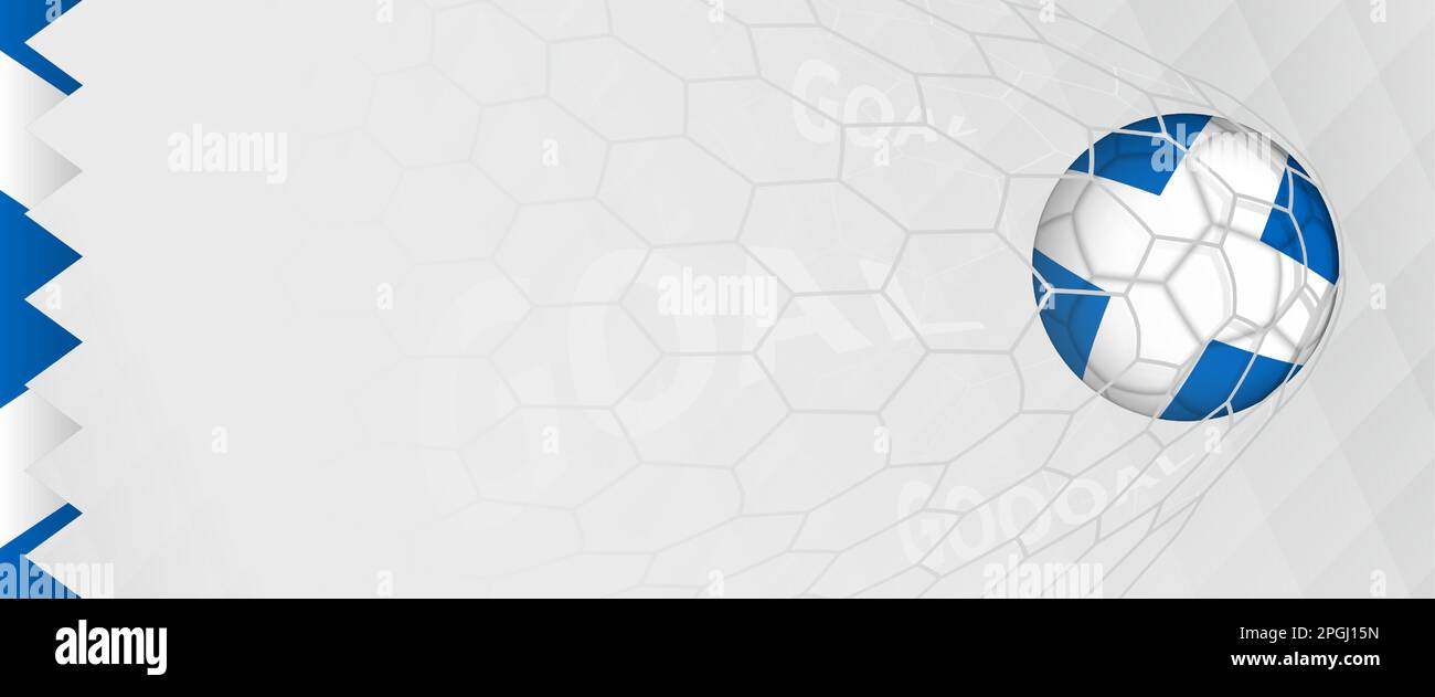 Banner design of a football ball with flag of Scotland in football net ...